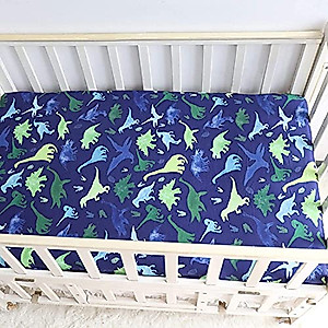 TANOFAR Baby Blankets & Crib Sheet & Diaper Organizer Stackers, 30 x 40 Inch Minky Blanket, 2pcs Baby Nursery Diaper Stacker, Dinosaur