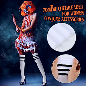 Matiniy Halloween Zombie Cheerleader Costume for Women Girls Include Pom Poms Striped Socks Arm Warmer Hair Ropes Sticker(Adult)