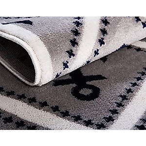 Unique Loom Metro Collection Modern Nautical Coastal Geometric Anchors Area Rug, for Kids, 5 ft x 8 ft, Light Gray/Ivory