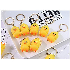 WOIWO 10 PCS Duck Accessories Dancing Yellow Doll Pendant Creative Cartoon Gift Duck Key Chain