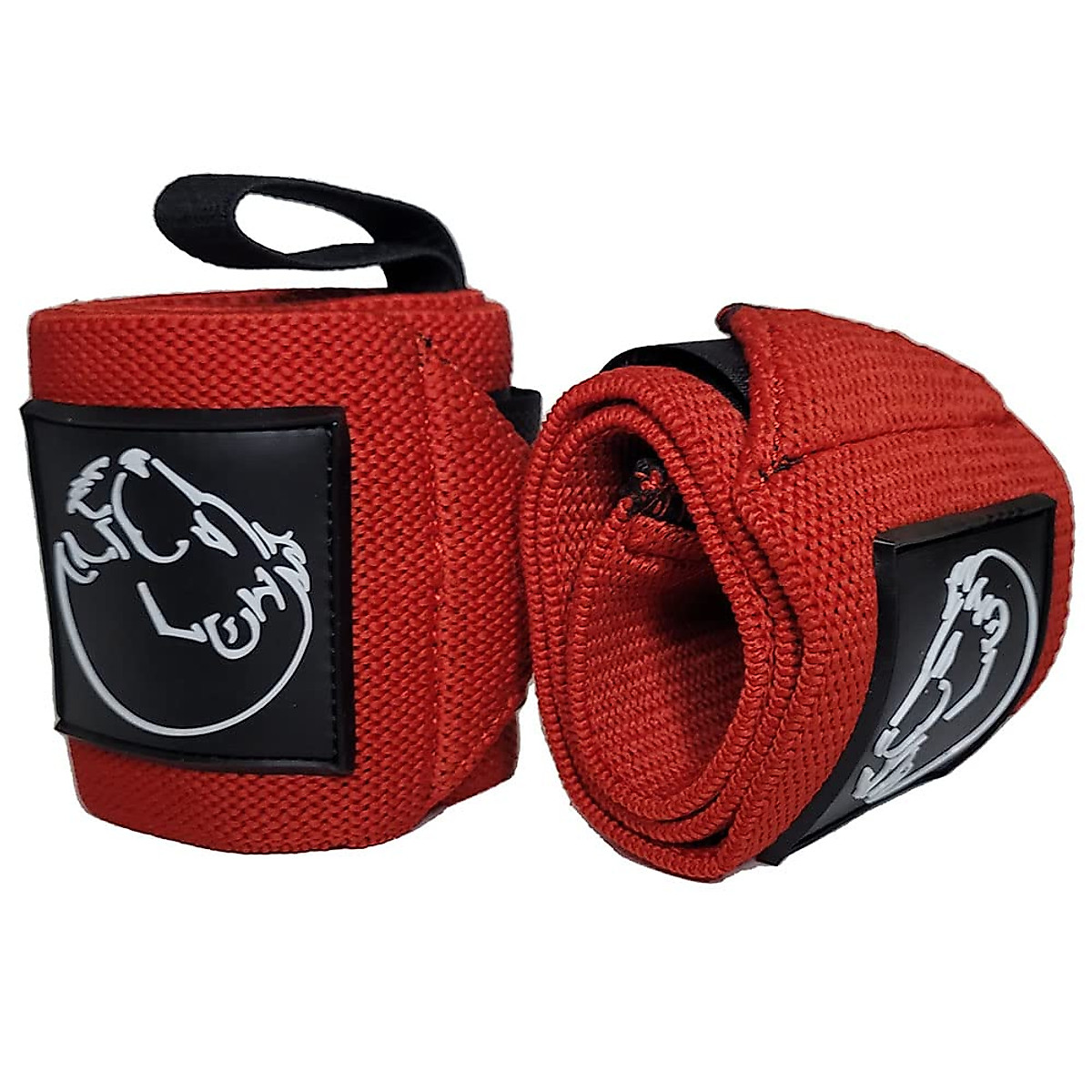 Basic Muscle Gains Premium Wrist Wraps (Heavy Duty) for Weightlifting, BMG Premium 18” Wrist Wraps (pair) with Thumb Loop, Sturdy and Comfortable (18", Red)