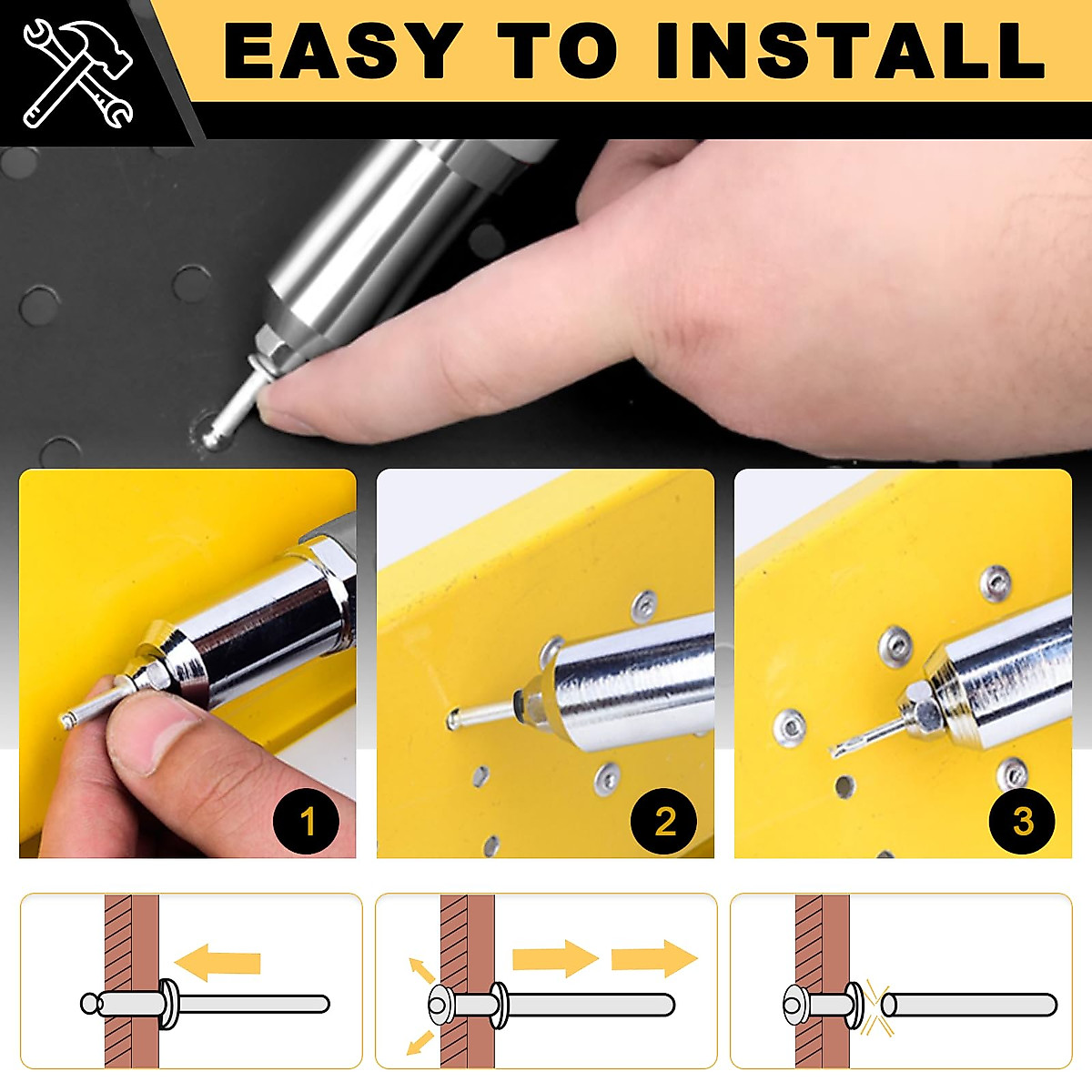 Siptenk 530PCS Pop Blind Rivets Assortment Kit, SAE Aluminum Assorted Rivet Set 14 Sizes 3/32" 1/8" 5/32" 3/16" 1/4" Pop Rivet Kit for Metal