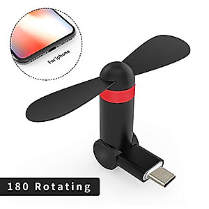 Type C Mini Fan(2 pack), 180 Rotating Portable USB-C Cool Cooler Mobile Phone Fan Compatible with Pixel 3/ 3XL/ 2XL/ HTC/Huawei/LeEco/Samsung/Essential PH-1 and More