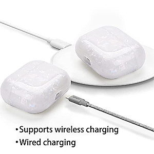 Luxury AirPods 3 Case with Shell Pearl Keychain Bling Marble Design Hard TPU Cover Compatible with AirPods 3rd Generation Case for Girls and Womens