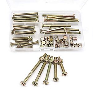 Baby Bed Crib Screws Hardware Replacement Kit, cSeao 25-Set M6x40mm/ 50mm/ 60mm/ 70mm/ 80mm Hex Drive Socket Cap Screws Barrel Nuts Assortment Kit for Beds Headboards Chairs Furniture