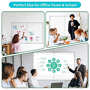 JILoffice Magnetic Foldable White Board 48 x 36 Inches, Dry Erase Whiteboard, Silver Aluminum Frame with 2 Detachable Marker Tray Wall Mounted Board for Office Home and School