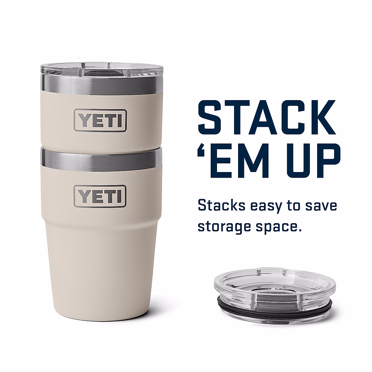 YETI Rambler 16 oz Stackable Tumbler, Vacuum Insulated, Stainless Steel with MagSlider Lid, Cape Taupe