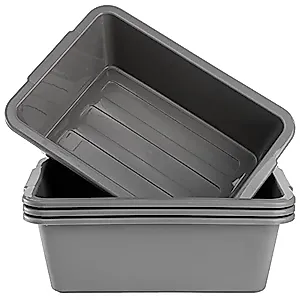 Dicunoy 4 Pack Plastic Bus Tubs, 8L Dish Tubs Food Service Tub, Kitchen Rectangle Wash Dish Basin Pans, Small Meat Lugs, Concrete Cement Mixing Tray, Commercial Tote Box for Home, RV, Camping