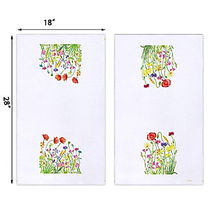 Watercolor Wild Flower Kitchen Dish Towel 18 x 28 Inch, Seasonal Spring Summer Floral Tea Towels Dish Cloth for Cooking Baking Housewarming Gift Set of 2