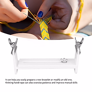 Jig Bracelet Maker 8in ABS Adjustable Knitting Rope Wristband Maker Tool with 2 Clamps, Rope Holder Knotting Weaving Tool for DIY Bracelet