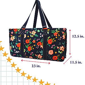 NGIL Extra Large Utility Tote Reusable Grocery Organizing Bag Oversized Collapsible for Storage, Picnic,Car, Beach (Berry Pineapple-navy)