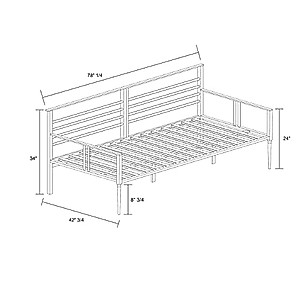 Walker Edison Mid Century Modern Wood Spindle Daybed Headboard Footboard Bed Frame Bedroom, Twin, Caramel