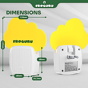 FROGURU Plug in Fly Trap Indoor with 14 Sticky Refills (2-Pack) - Easy to Use Odorless Indoor Fly Trap for Home with Yellow LED Light - Traps Insects Like Fruit Flies, Mosquitoes, Gnats, Moths, etc.