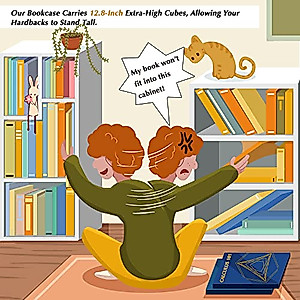 VECELO 42" Modern White Bookshelf, 7 Cube Organizer Bookcase,Fits Tallest Hardcovers, Horizontal Available,Floor Standing Display,Easy Assembly, Pearl White