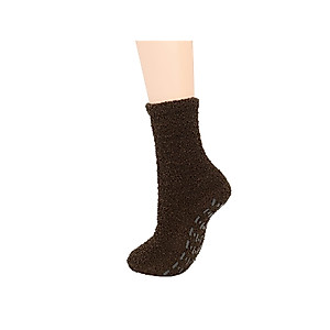 Century Star Non Slip Fuzzy Socks With Grips For Men Warm Cozy Socks Fluffy Socks Athletic Socks For Christmas 3 Pairs Coffee Navy Black(Non-Slip) One Size