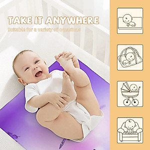 Ykklima Baby Changing Pad, Butterfly on Purple Flowers Pattern Change Mat for Diaper Change Waterproof Cotton Portable Reusable Washable for Home & Travel (20 x 28 Inches)