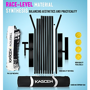 Kascen White Pickleball Net - 22 FT Regulation Size Portable Pickle Ball Net with Ball Holder, 4 Pickleballs & Carry Bag for Outdoor Indoor Driveway Backyard