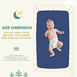 EXQ Home Fitted Baby Crib Sheets for Boys Girl, Standard Crib Mattress Sheet Soft Breathable Toddler Bed Sheets, Cozy Microfiber Toddler Cot Sheet (28x52x8in Navy Blue)