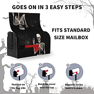 Dacawin Halloween Mailbox Covers Magnetic Human Skeleton Mailbox Cover Mailbox Wraps Post Letter Box Covers Garden Decorations Outdoor 21 X 18 Inch Black