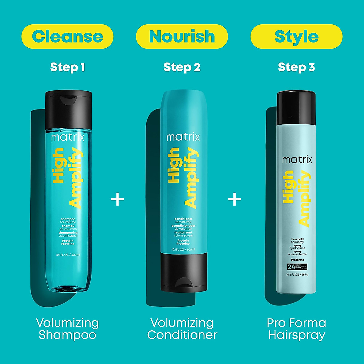Matrix High Amplify ProForma Firm Hold Hairspray - Adds Intense Volume & Shine, For Fine Hair, Silicone-Free and Vegan, Humidity Resistance, All Hair Types