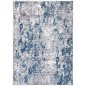 SAFAVIEH Aston Collection 2' x 5' Navy / Grey ASN704N Modern Abstract Non-Shedding Living Room Bedroom Area Rug