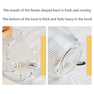 Vitbunana Flower Shape Small Glass Salad Bowl, 16.9oz Capacity Mixing Bowl, Glass Fruit Bowl and Dessert Bowl, Universal Round Serving Bowl, Toss Salad, Pasta, Oatmeal and More