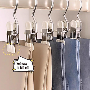 Boot Hangers for Closet, 18 PCS Hanging Clips Hook Clothes Pins for Laundry, Hanger Clips Towel Clips Boot Organizer for Home and Travel, Stainless Steel Hanging Hold Clips