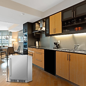 MGMEDOS 24 inch Undercounter Refrigerators Beverage Fridge Single Drawer Fridge with Digital Display for Indoor Outdoor Patio