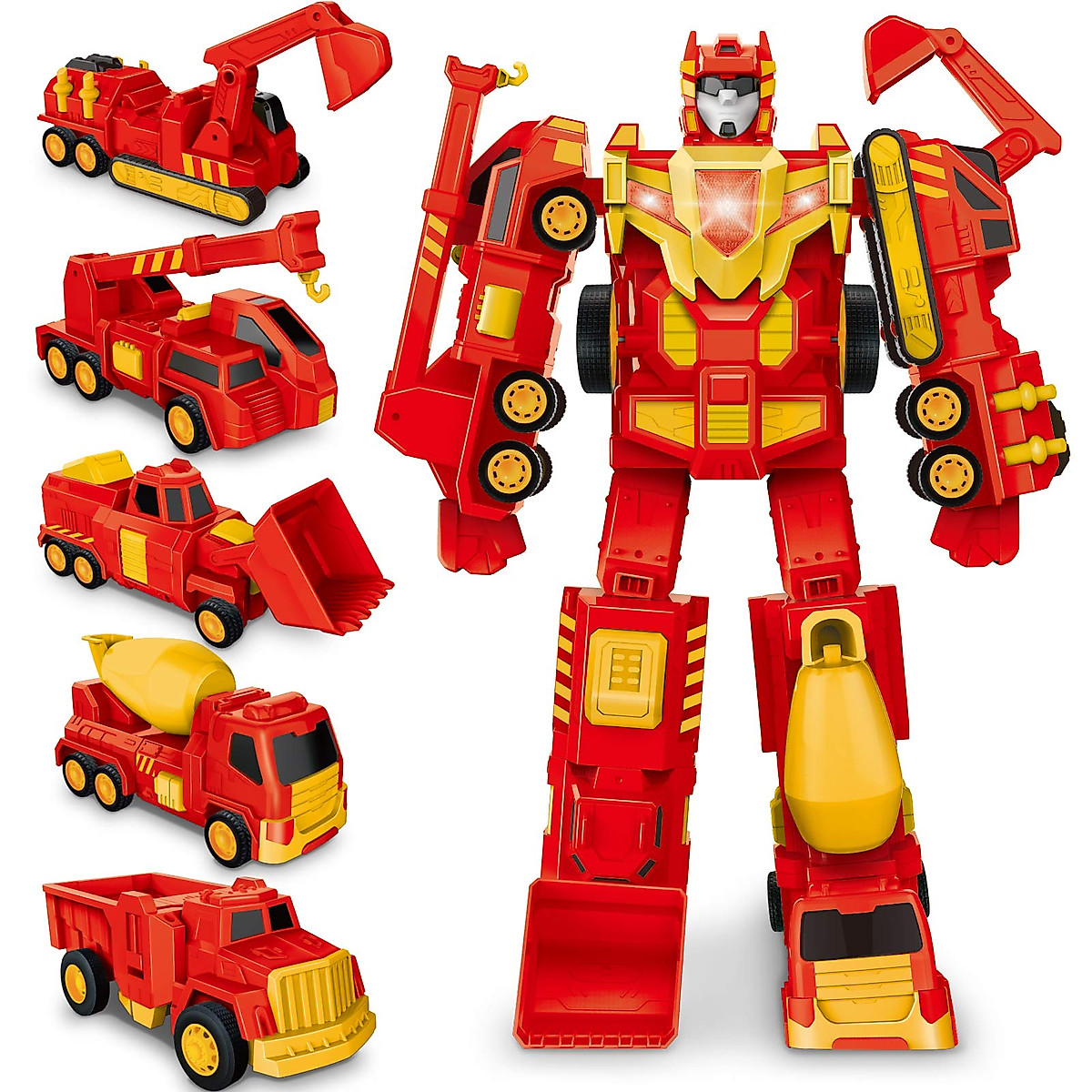 Construction Toy, Pull Back Play Vehicles for 3 4 5 6 Years Old Boy Kids Toddler, Transform Robot Car Toys Truck,Assemble Cars Action Figures Set