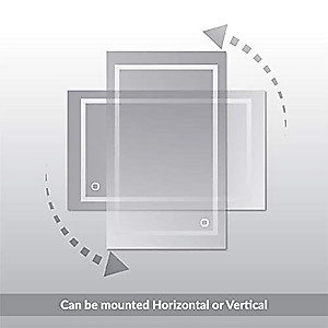 Homewerks 100160 30x36 inches LED Bathroom Mirror Wall Mounted Frameless Anti-Fog Dimmable Light 1600 Lumen Ultra Bright White 5000 Kelvin, Single Color