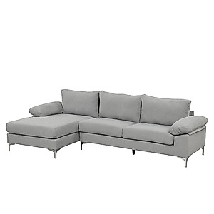 Casa Andrea Milano Modern Large BOUCLÉ L-Shape Sectional Sofa, Luxury Couch with Extra Wide Chaise Lounge, Couch for Living Room Apartment Lounge, Light Grey Boucle