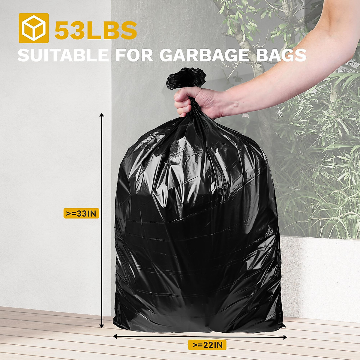 DWVO 33 Gallon Outdoor Trash Can with Tiered Lid and Drip Tray, Waterproof Resin Garbage Can for Patio, Kitchen, Deck and Backyard - Black