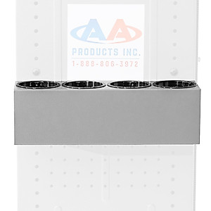 AA Products P-SH-Spray Can Rack 4 Bottle Spray Can Holder Wall-Mounted Rack, Steel Aerosol Can Rack Design for 13" D Van Shelving for Garage and Workspace (Silver)