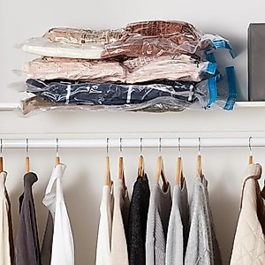 Amazon Basics Vacuum Compression Space Saving Storage Bags with Hand Pump, Jumbo, Pack of 6, Clear