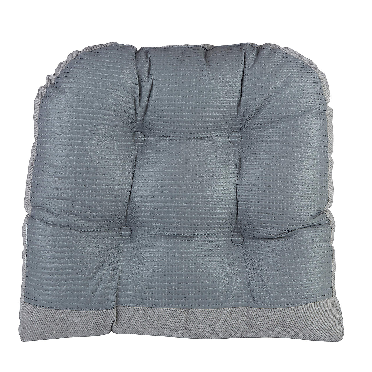 Klear Vu Gripper Overstuffed Universal Non-Slip Dining Chair Cushions for Kitchen Decor or Office Use, U-Shaped Skid-Proof Seat Pad, 17x17 Inches, 2 Count (Pack of 1), Gray