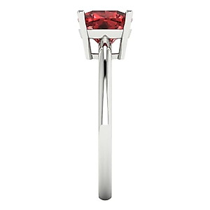 Clara Pucci 2.0 ct Cushion Cut Solitaire Natural Garnet Bridal Designer Anniversary Engagement Ring 14k White Gold 8