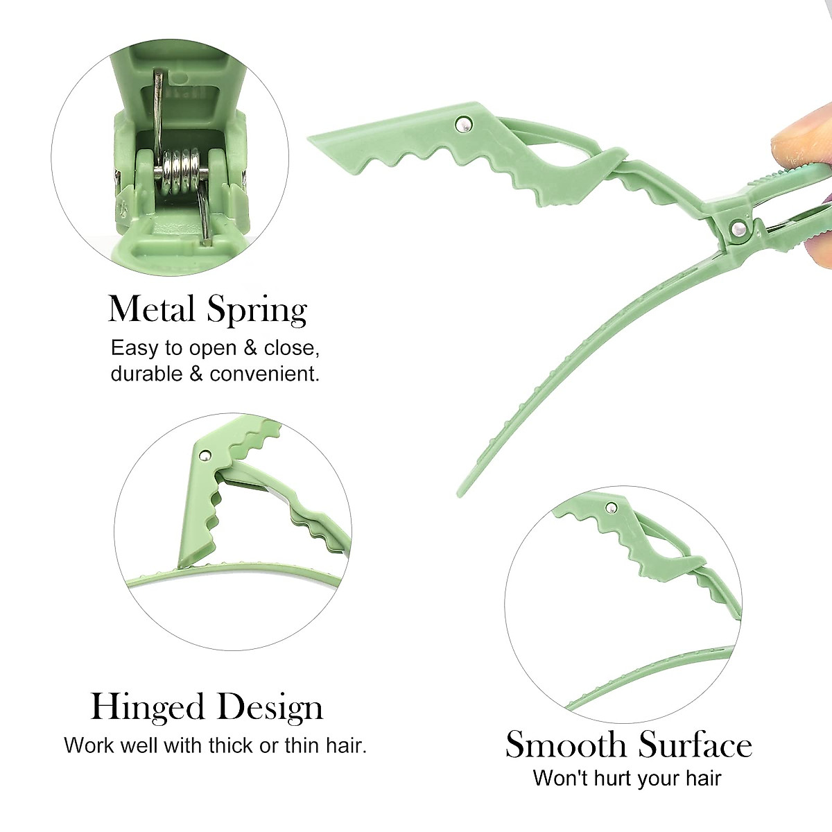 Ondder 24 Pack Alligator Hair Clips for Hair Styling, Coloring and Cutting - Salon Pro Sectioning Clips for Barbers, Women, Men, and Teens - Black, White, Pink, Green