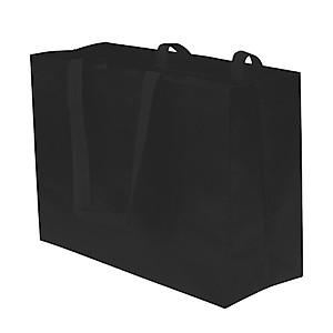 ZENPAC Black Reusable Gift Bags with Handles, Large Canvas Fabric Tote for Small Business, Retail, Grocery, Merchandise, Holidays Bulk, 16x6x12 12 Pack