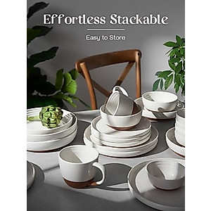 DOWAN 10.5” Moon-White Sesame Glaze Large Dinner Plates Set of 6, Porcelain Ceramic, Microwave, Oven & Dishwasher Safe, Elegant Design Perfect for Daily Dining, Family Gatherings, Parties & Gifts