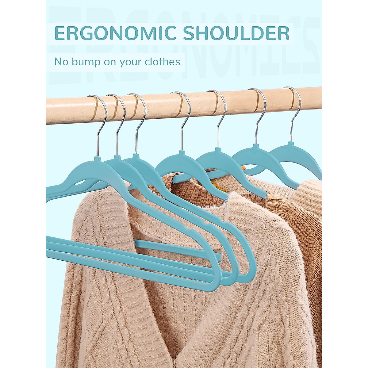 HOUSE DAY 20 Pack Plastic Hangers, Aqua Hangers Extra Wide Hangers with 360 Swivel Hook, Space Saving Hangers for Shirts, Pants, Heavy Duty Hangers for Coat, Suit