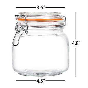 Encheng 25 oz Glass Jars With Airtight Lids And Leak Proof Rubber Gasket,Wide Mouth Mason Jars With Hinged Lids For Kitchen Canisters 750ml, Glass Storage Containers 6 Pack …