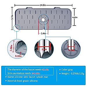 RBINITION Kitchen Sink Splash Guard, Silicone Faucet Drip Catcher,Faucet Absorbent Mat, Sink Draining Pad Behind Faucet, Sink Protector for Kitchen Sink Countertop, Bathroom