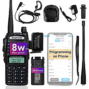 Baofeng UV-82 Baofeng Radio High Power Ham Radio Handheld with Wireless Programmer (No Driver Issues),Walkie Talkies with Earpiece and 2800mAh Battery(1 Pack-Black)