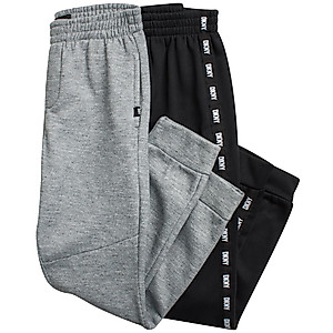 DKNY Boys' Sweatpants - 2 Pack Lightweight Performance Fleece Joggers for Boys - Breathable Athletic Jogger Pants (8-12), Size 10, Dark Grey Heather