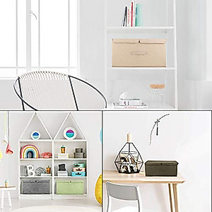 Valease 2 Pack Large Storage Boxes with Lids and Handles, Collapsible Linen Storage Bins Organizer Containers Baskets Cube with Removable Divider for Home Bedroom Closet Office (Grey, Large)