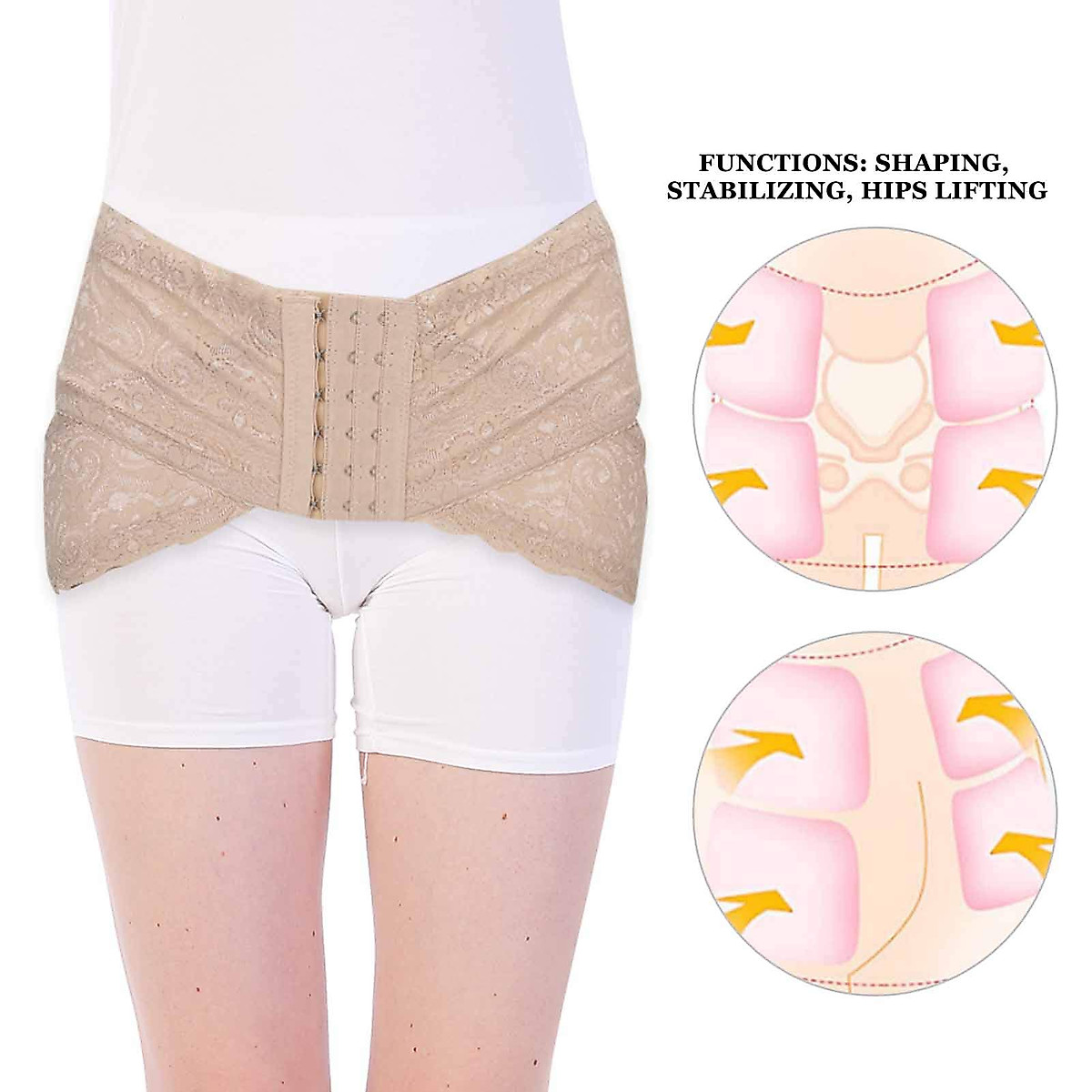 Pelvic Support Belt, Soft Hip Brace, Adjustable Elastic Hip Pain Relief for Postpartum Repair(M)