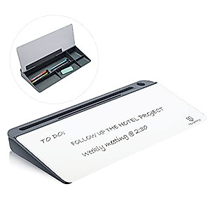 Small Desktop Glass Whiteboard Dry-Erase-Board - Computer Keyboard Stand White Board Surface Pad with Drawer, Desk Organizers with Accessories for Office, Home, School Supplies