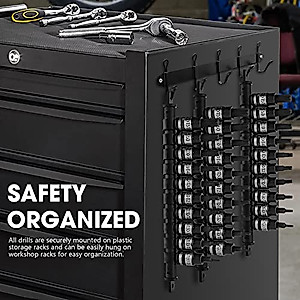 PTSTEL 3/8 Inch Bit Socket Set With Socket Holder 10pcs 3/8'' Drive Bit Socket Set CR-V Socket and S2 Bits (10 Pcs Torx Bit Socket 3/8 '' Drive)