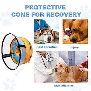 Inflatable Dog Cone, Soft Dog Cone Collar After Surgery for M L XL Dogs, with Detachable Anti Licking Shield and Inflator, 2 in 1 Adjustable Alternative, Does Not Block Vision, L