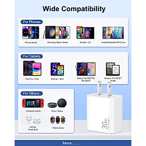 30W USB C Charger Block for iPhone 15/15 Pro Max/Plus/14/13/12/11, Google Pixel 8/7/6, iPad, MacBook Air, Samsung Galaxy S23/S22, 2Pack PD 30Watt Super Fast USB-C Power Adapter Walll Charging Plug